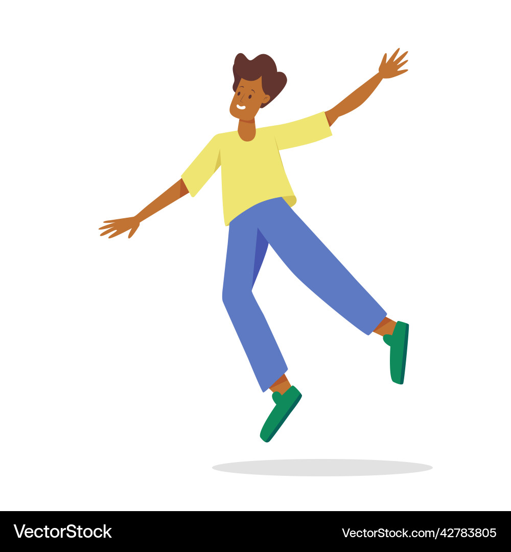 Happy jumping man isolated on white floating man Vector Image