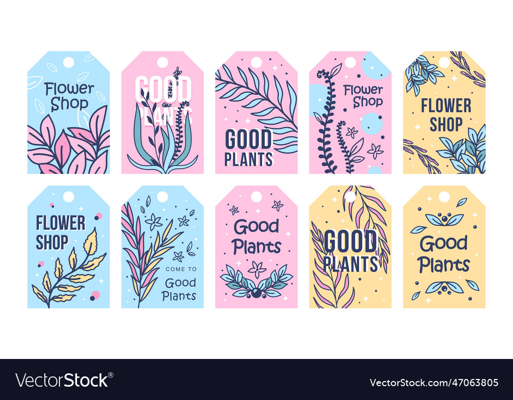Labels with flowers set Royalty Free Vector Image
