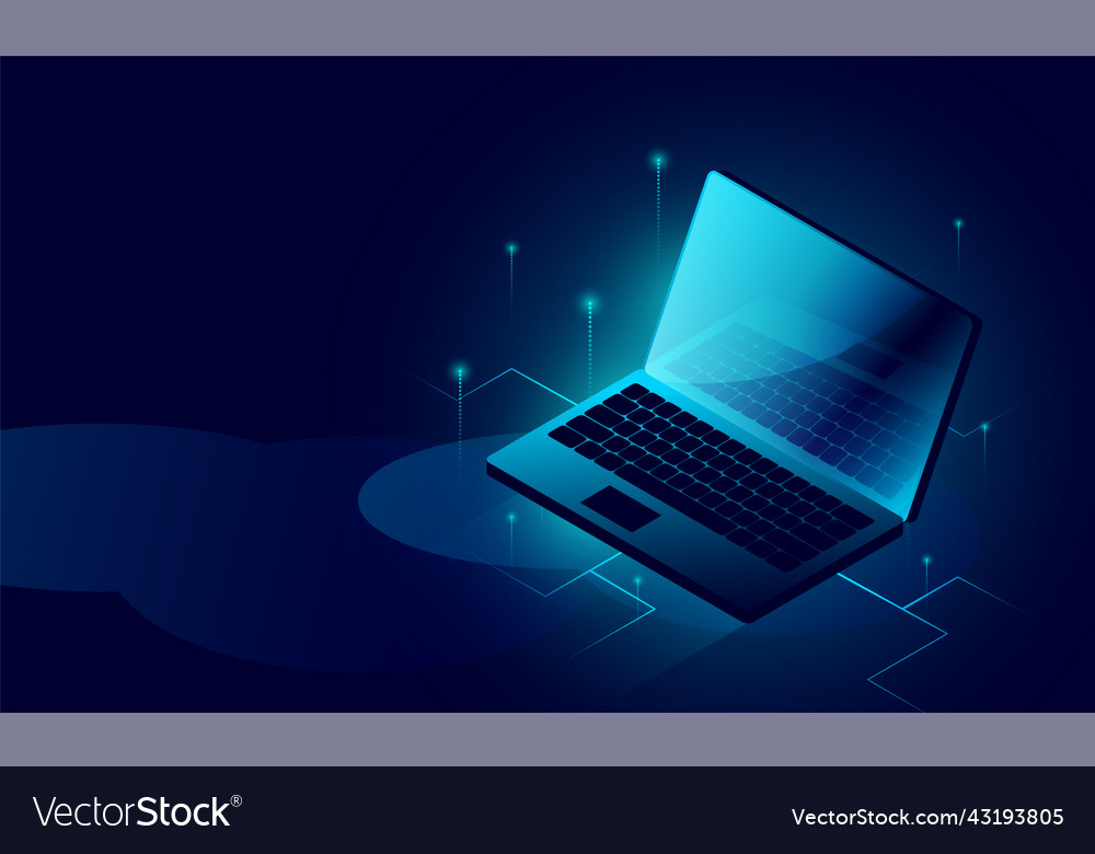 Laptop analysis processing cloud services Vector Image