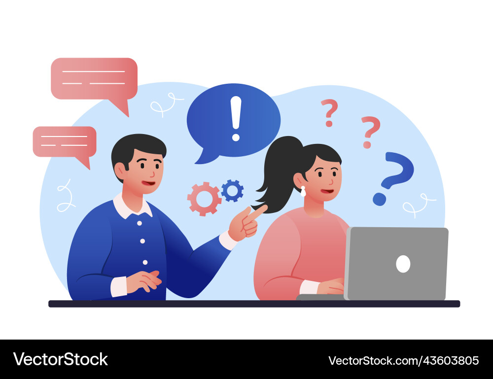 Man and woman on internship Royalty Free Vector Image