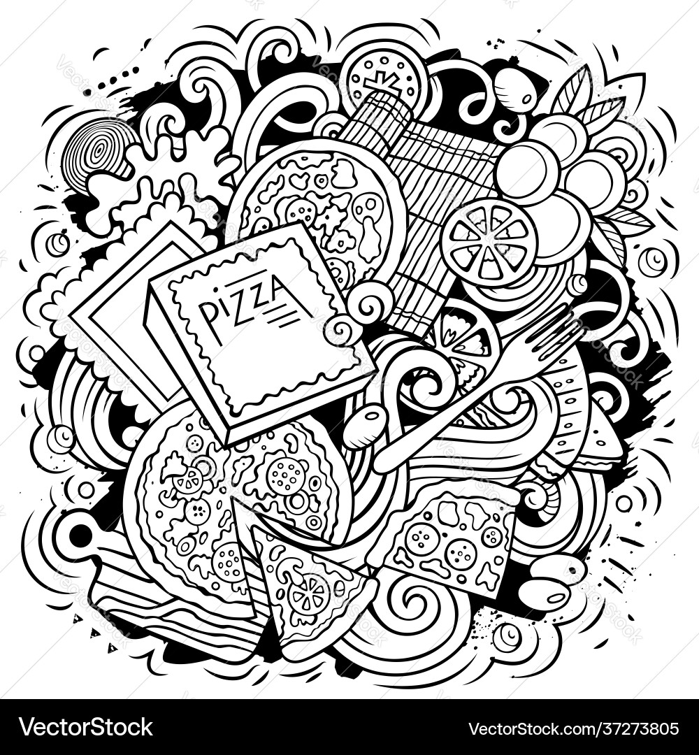 Pizza cartoon doodle funny design Royalty Free Vector Image