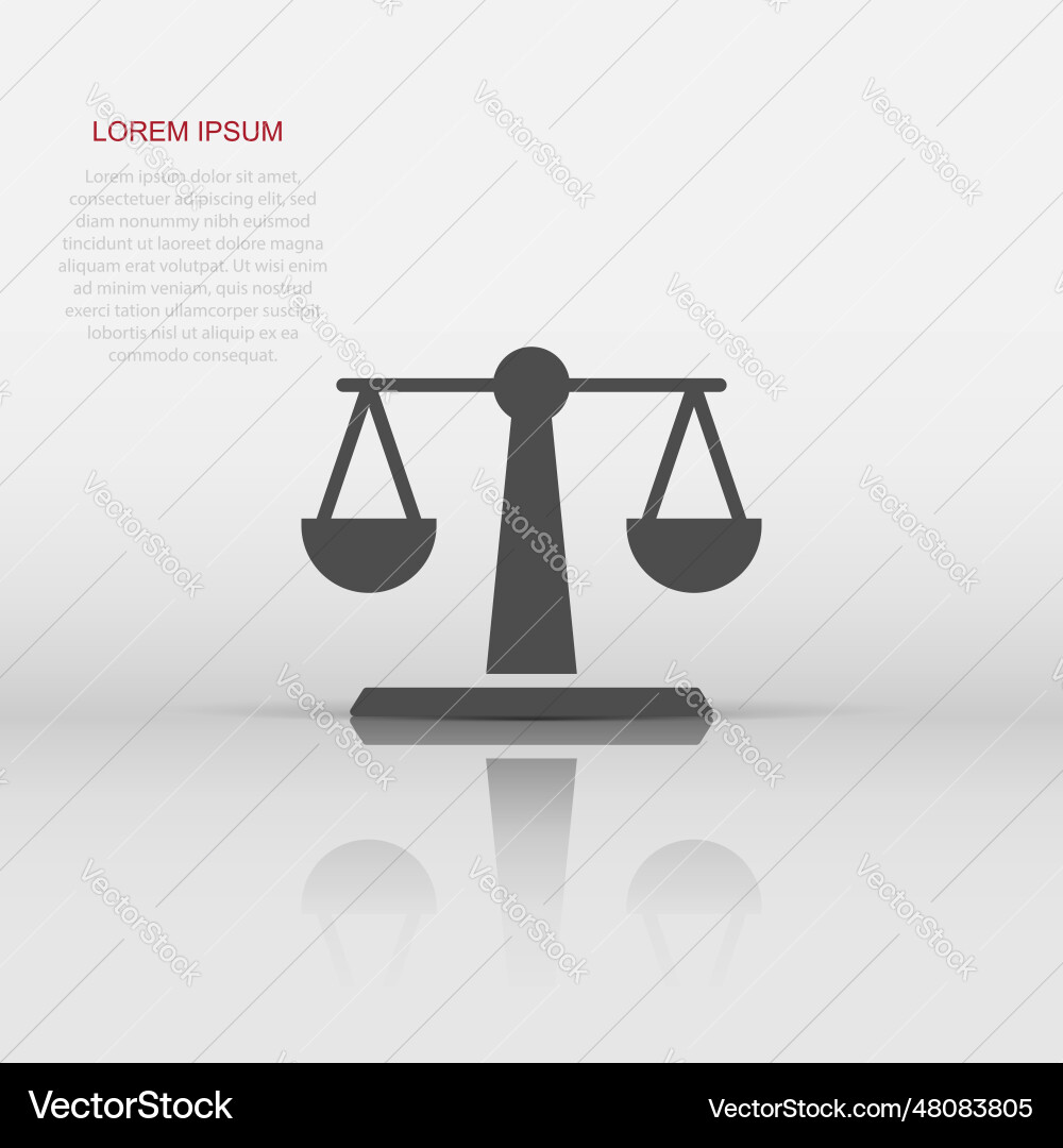 Scale balance icon in flat style justice on white Vector Image