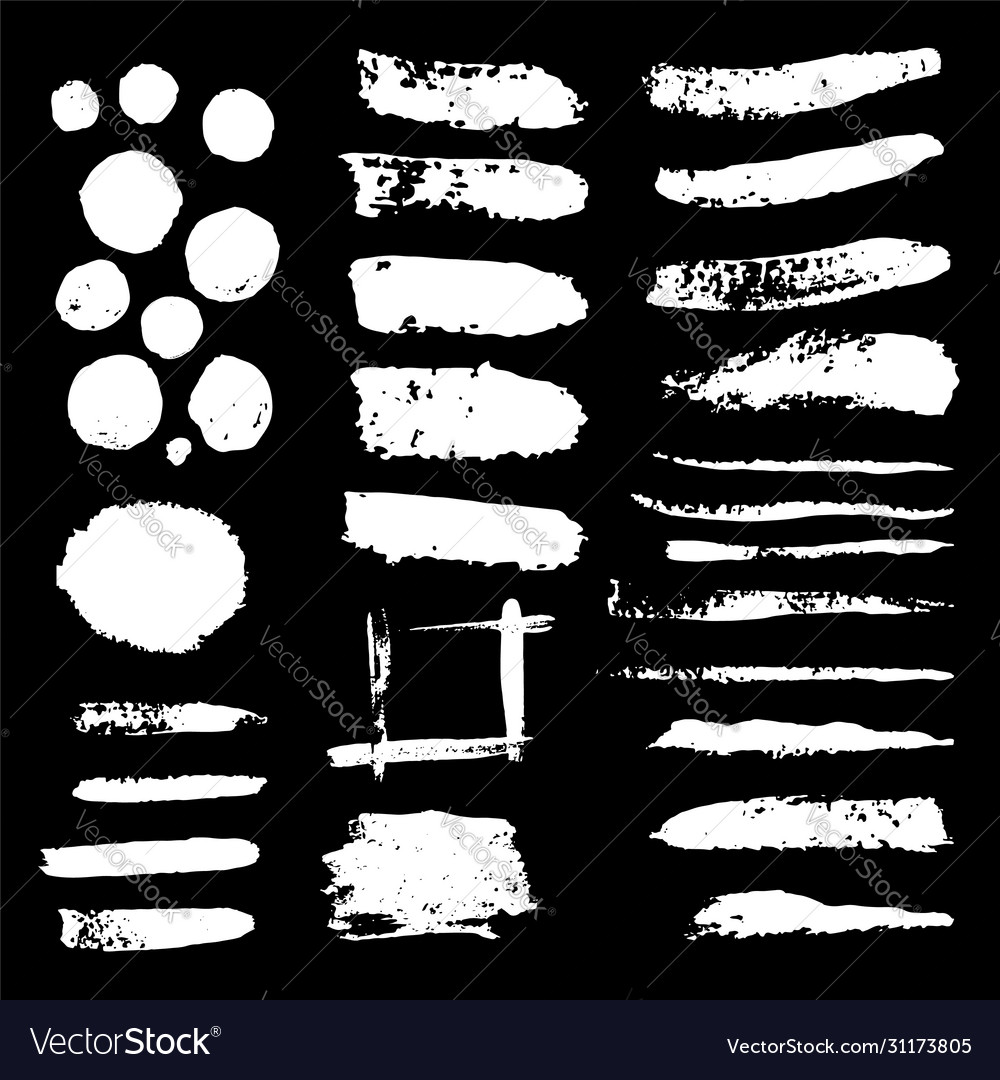 Set grunge black paint ink brush strokes Vector Image