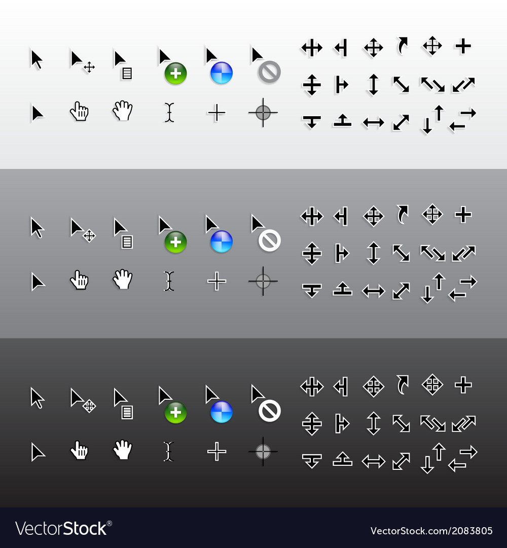 Set isolated mouse pointer cursors Royalty Free Vector Image