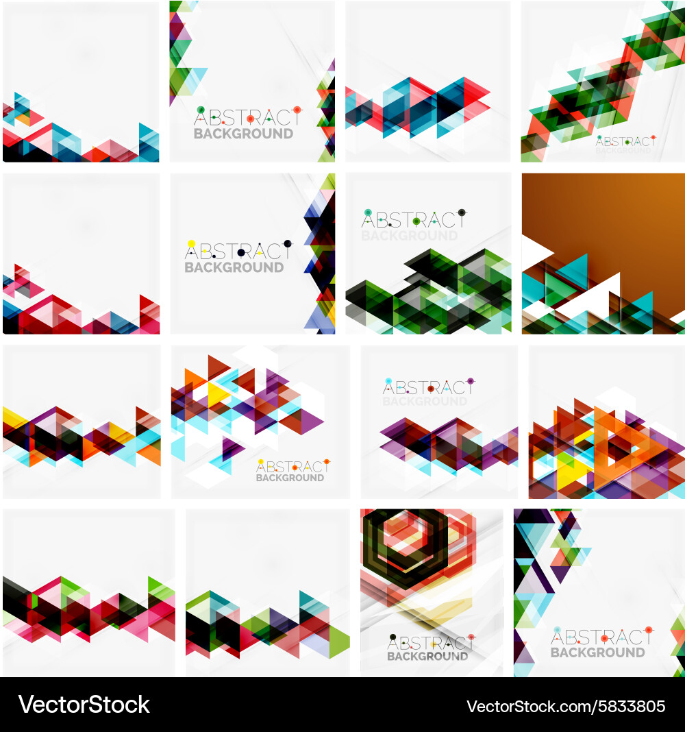 Set of triangle geometric abstract backgrounds Vector Image