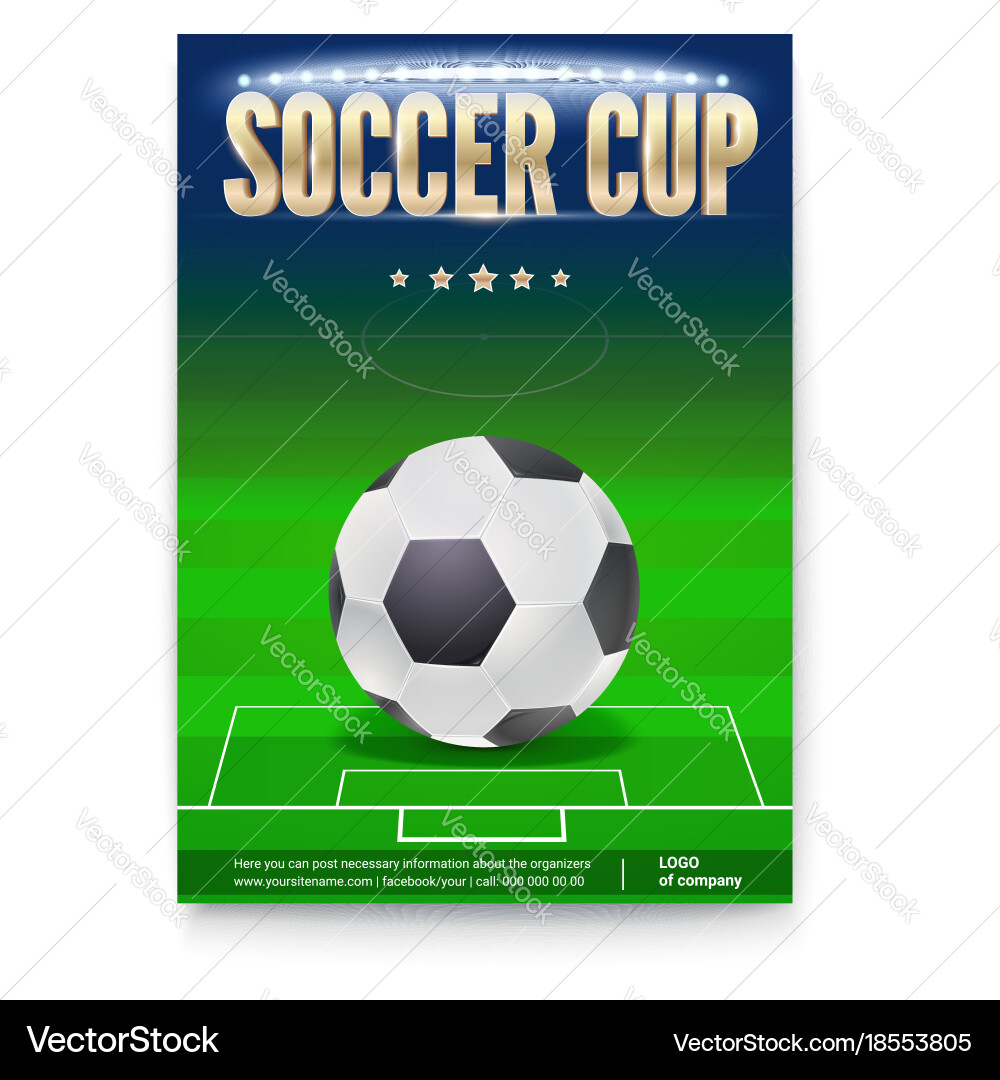 Soccer cup poster template with place Royalty Free Vector