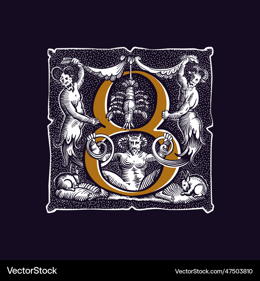 8 logo witchcraft number eight sign gothic Vector Image