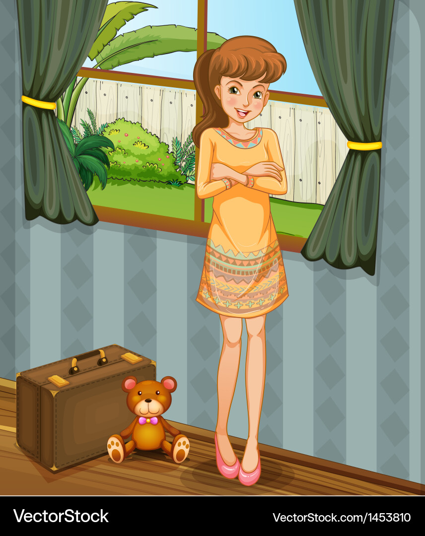 A young girl going on journey Royalty Free Vector Image