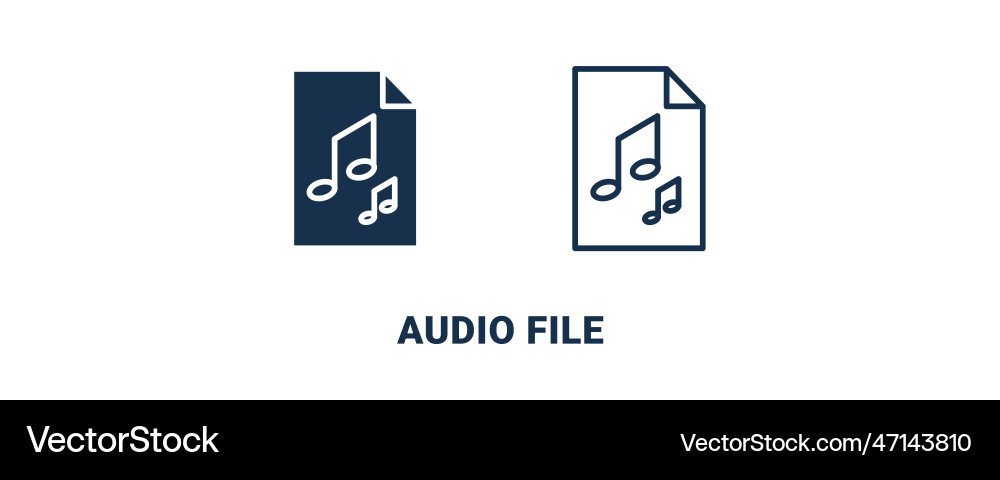 Audio file icon outline and filled file Royalty Free Vector