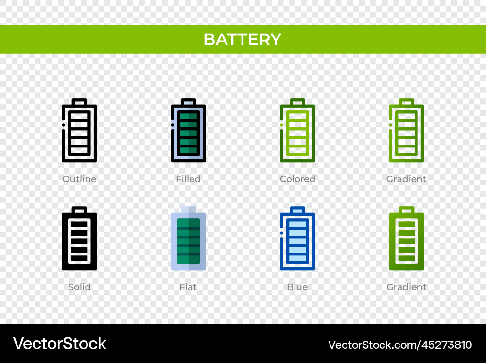 Battery icon in different style icons Royalty Free Vector