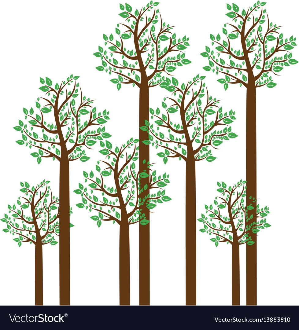 Colorful spring tree set collection Royalty Free Vector