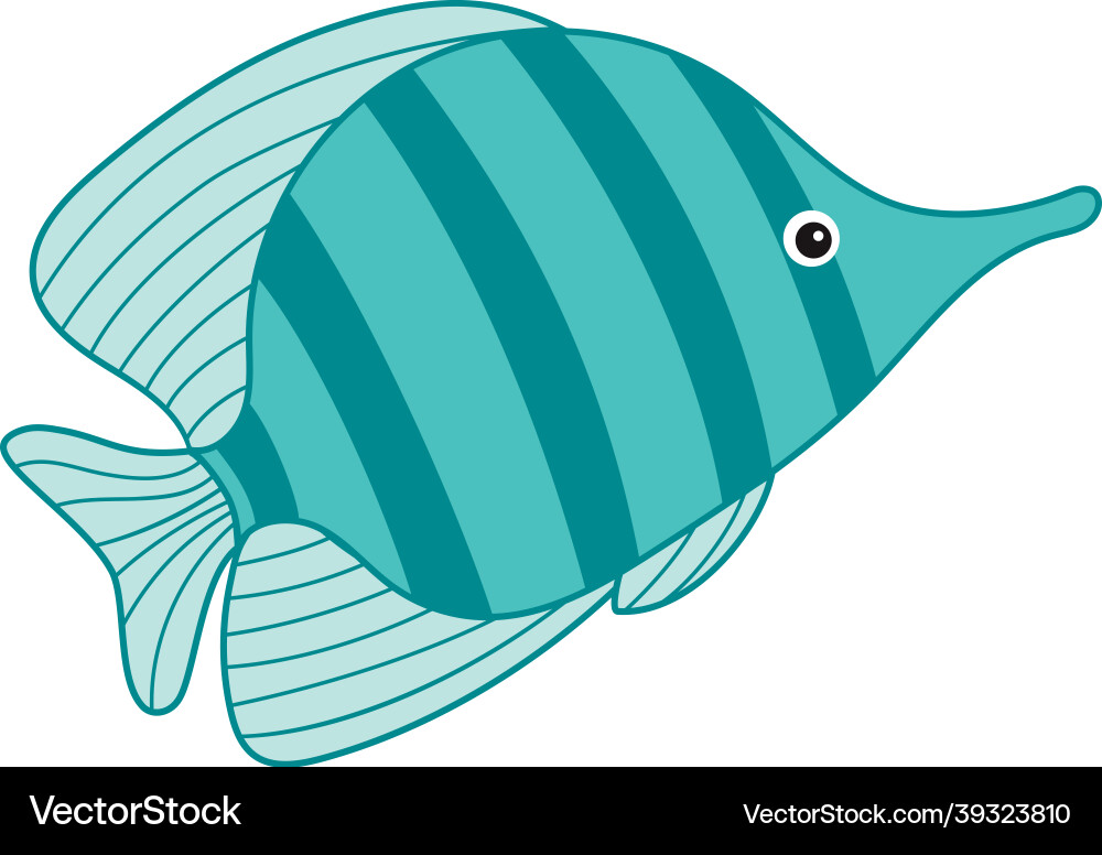 Cute isolated tropical turquoise fish Royalty Free Vector