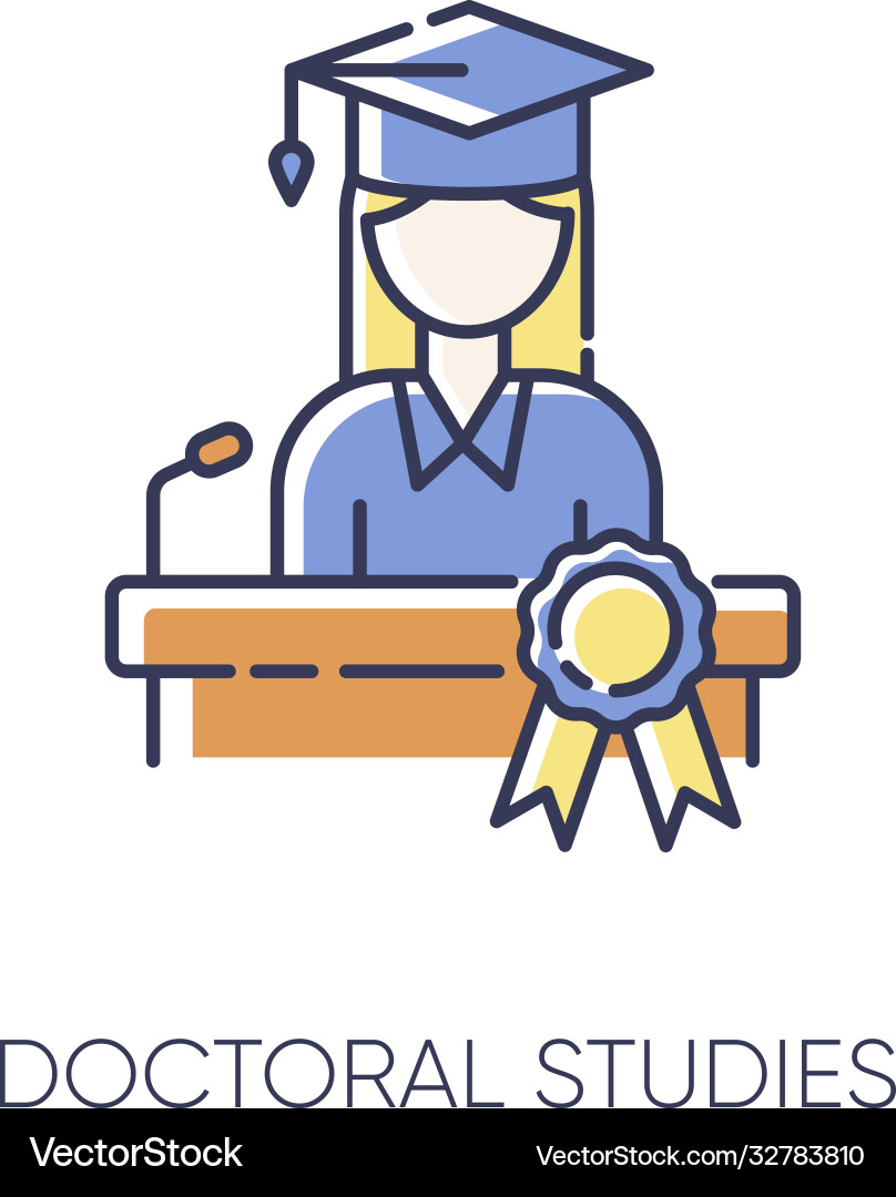Doctoral studies rgb color icon Royalty Free Vector Image