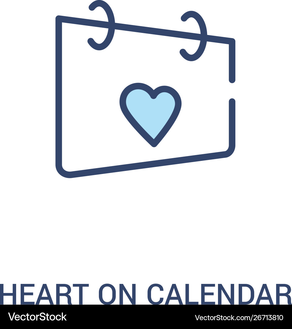 Heart on calendar concept 2 colored icon simple Vector Image