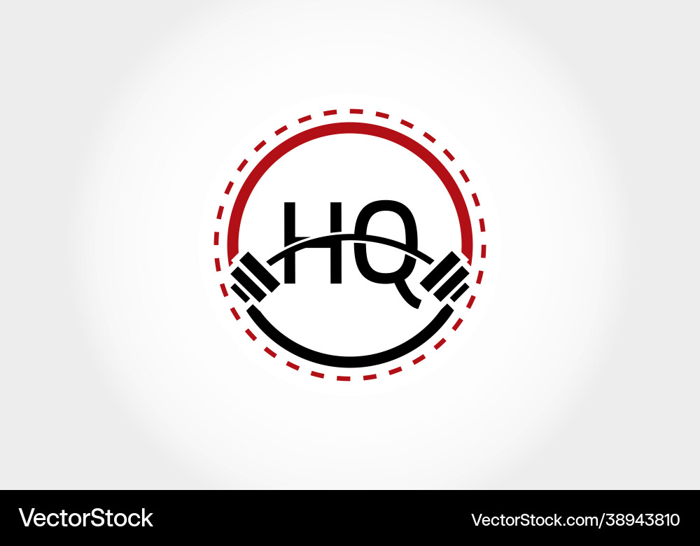 Initial hq letter alphabet with a barbell lifting Vector Image