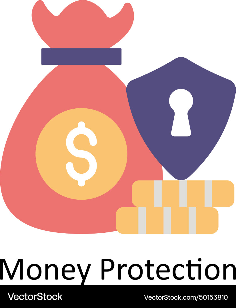 Money protection flat icon style Royalty Free Vector Image