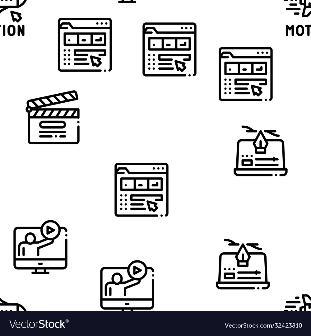 Motion design studio seamless pattern Royalty Free Vector