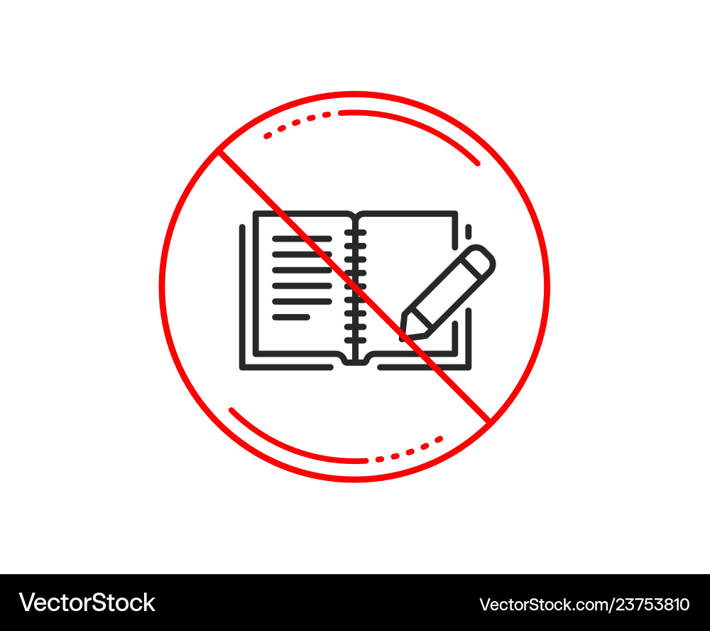 No or stop sign feedback line icon book Royalty Free Vector
