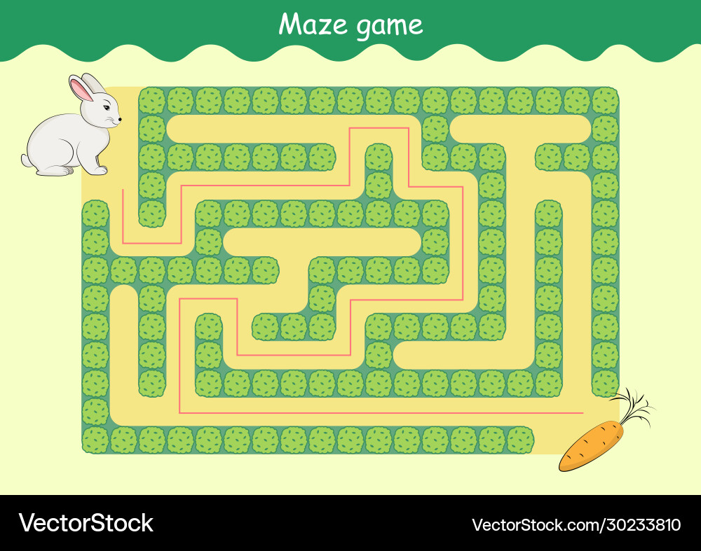 Rabbit and carrot maze educational game Royalty Free Vector