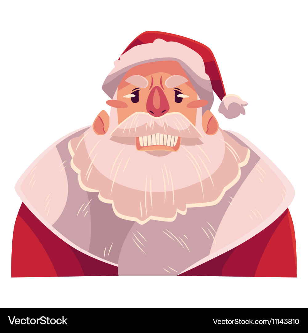 Santa claus face angry facial expression Vector Image