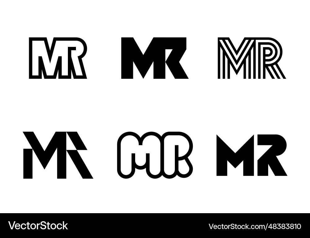 Set of letter mr logos Royalty Free Vector Image
