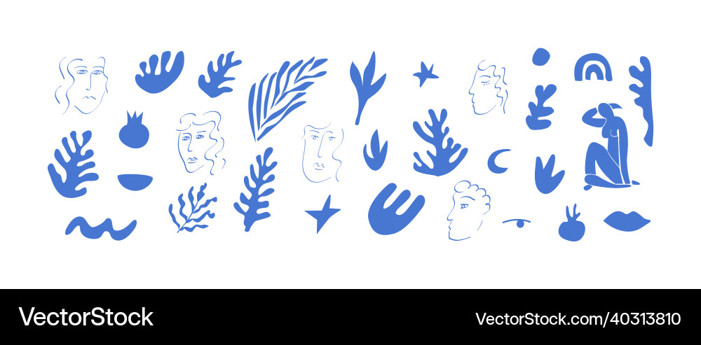 Set of trendy doodle abstract nature elements Vector Image