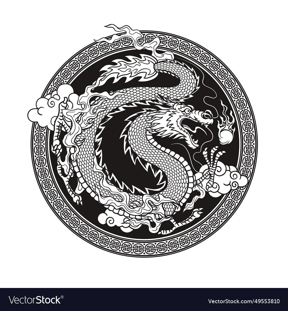 Vintage traditional art of oriental dragon Vector Image