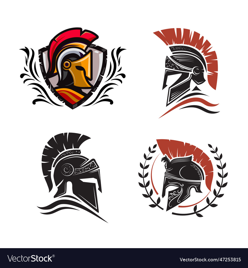 Collection of spartan warrior helmet logo Vector Image
