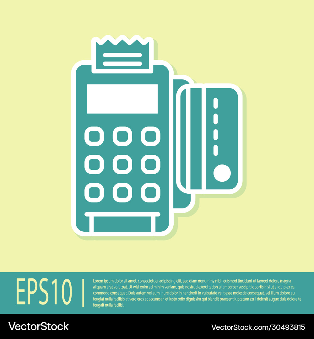 Green pos terminal with inserted credit card Vector Image