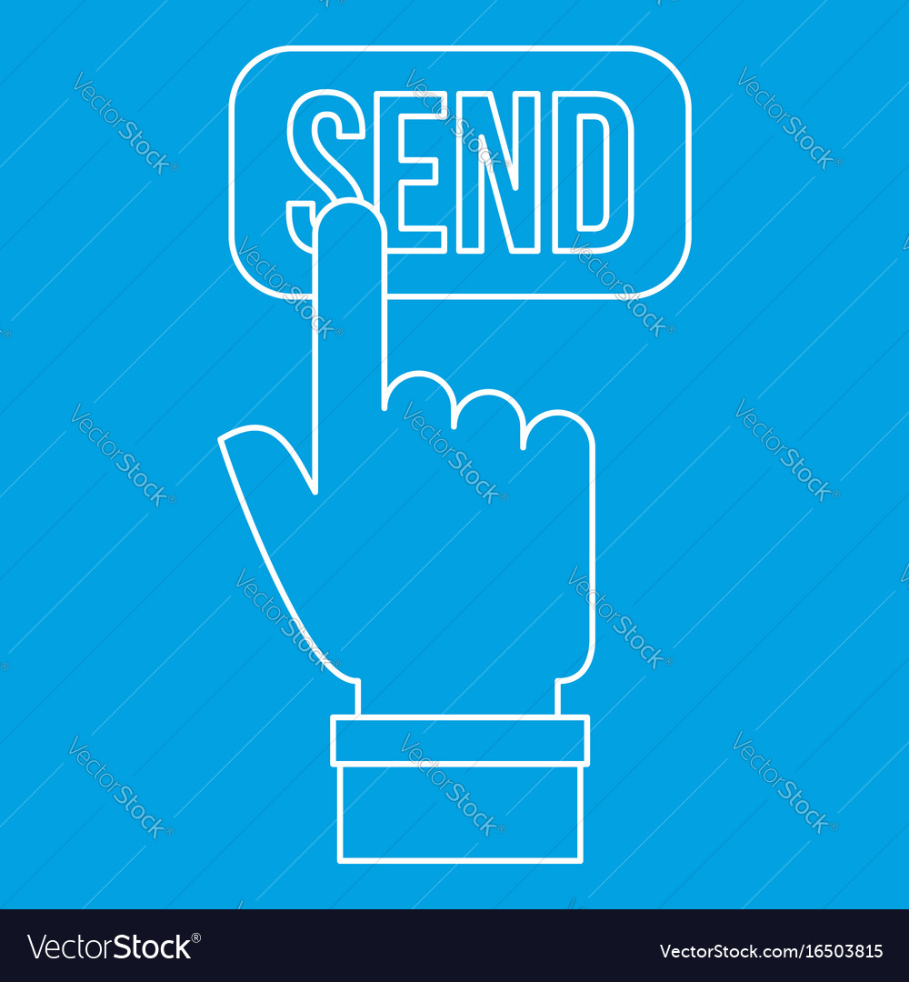 Hand pressing a button with text send icon Vector Image