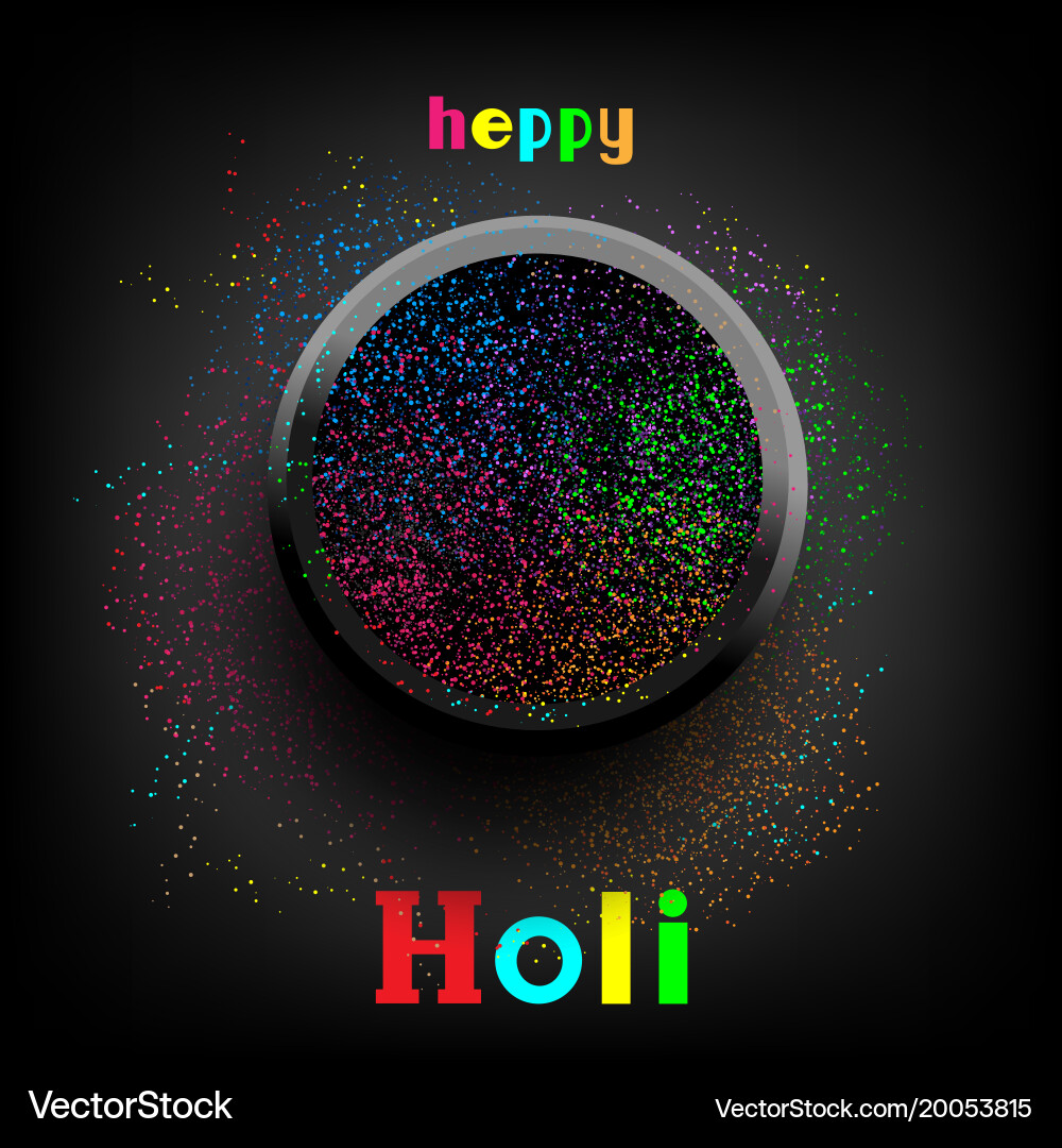 Holi paint colors in plate with text Royalty Free Vector