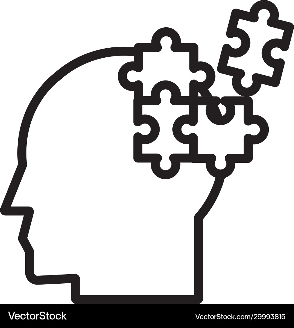 Human profile with puzzle pieces line style icon Vector Image