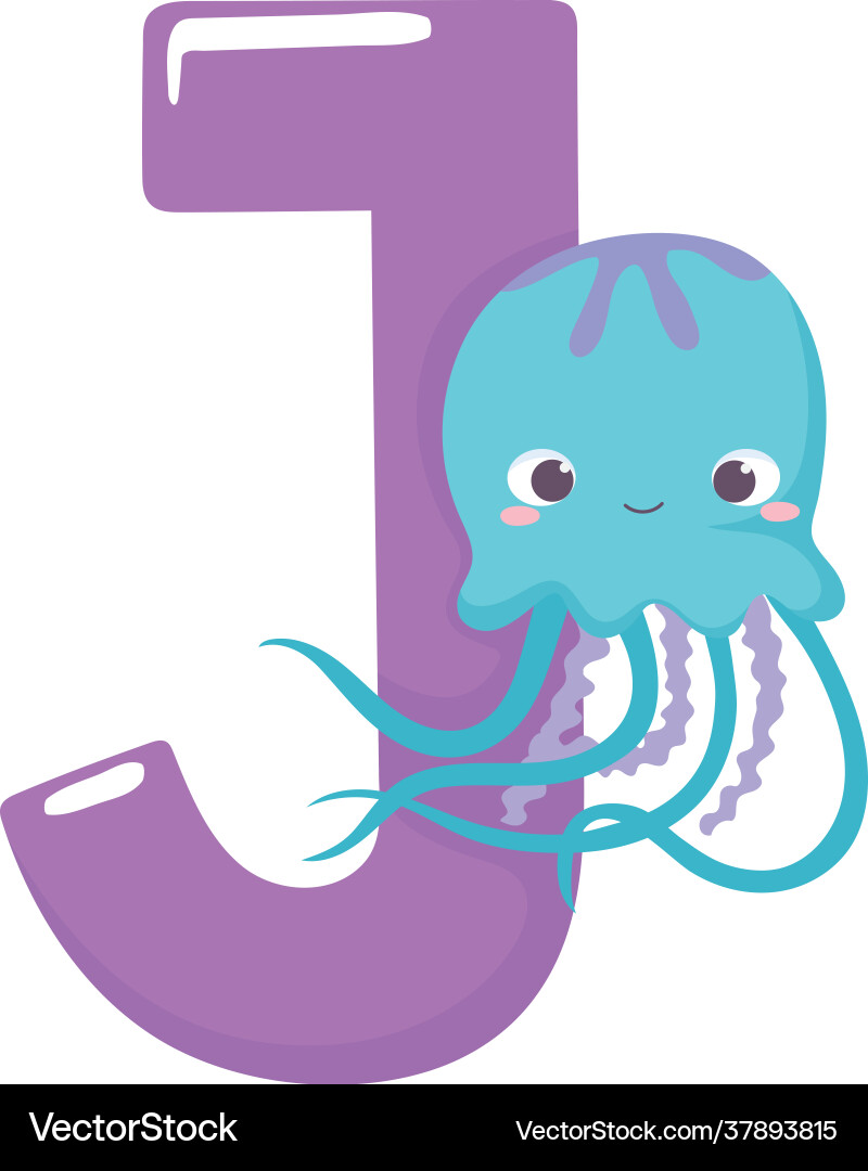 Jellyfish animal alphabet Royalty Free Vector Image