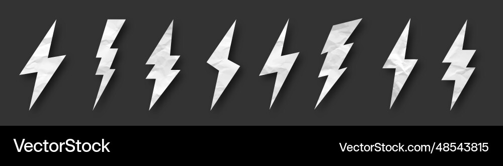 Lightning bolt crumpled paper texture cardboard Vector Image