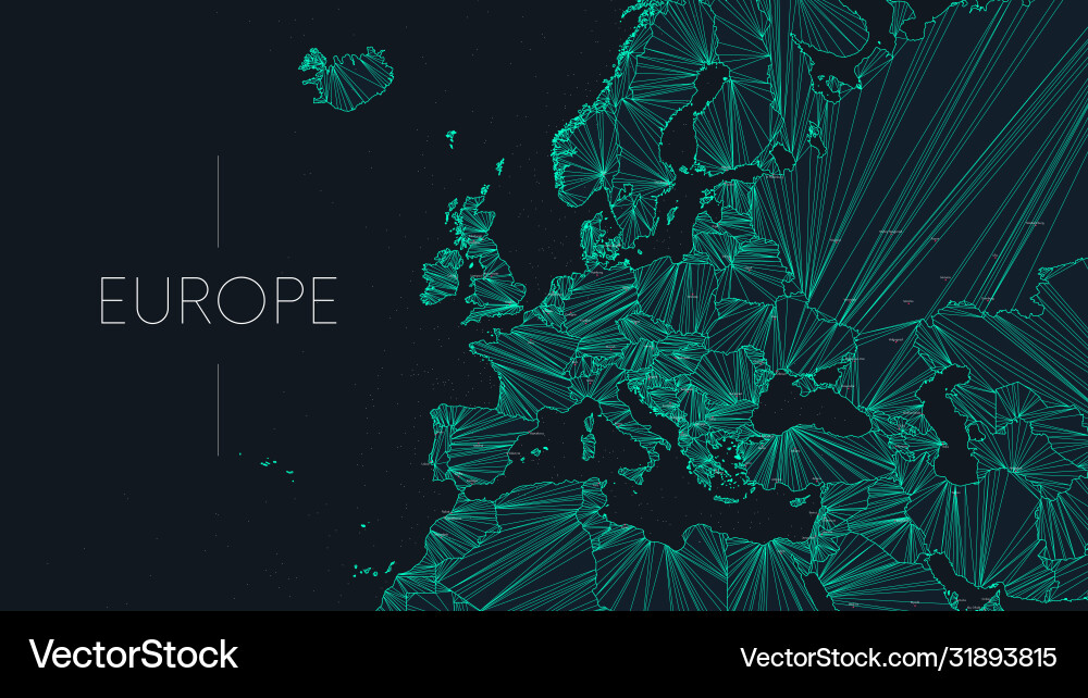 Polygonal map european continent Royalty Free Vector Image