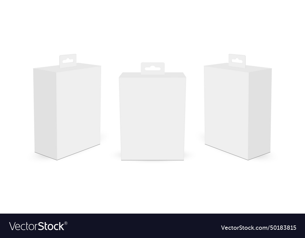 Rectangular hang tab boxes mockups front side Vector Image
