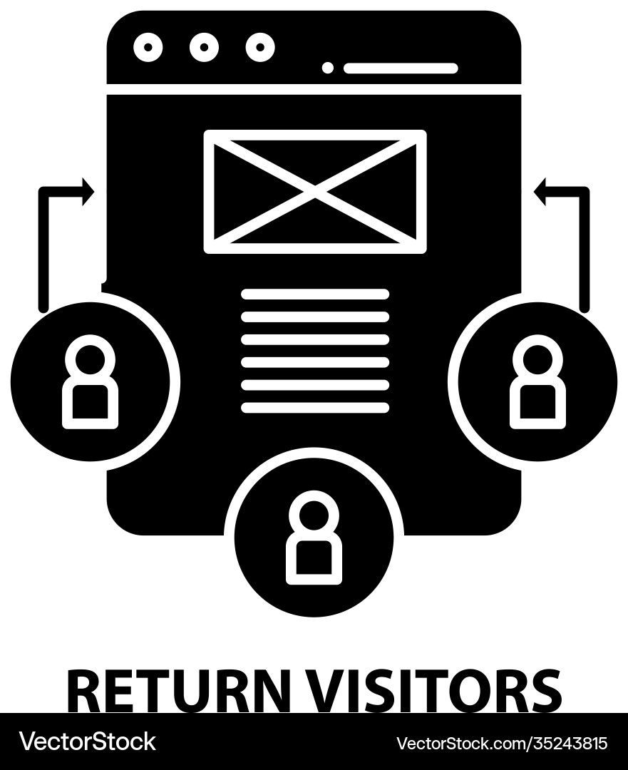 Return visitors symbol icon black sign Royalty Free Vector