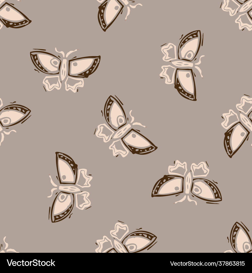 Seamless minimalist doodle butterfly pattern Vector Image