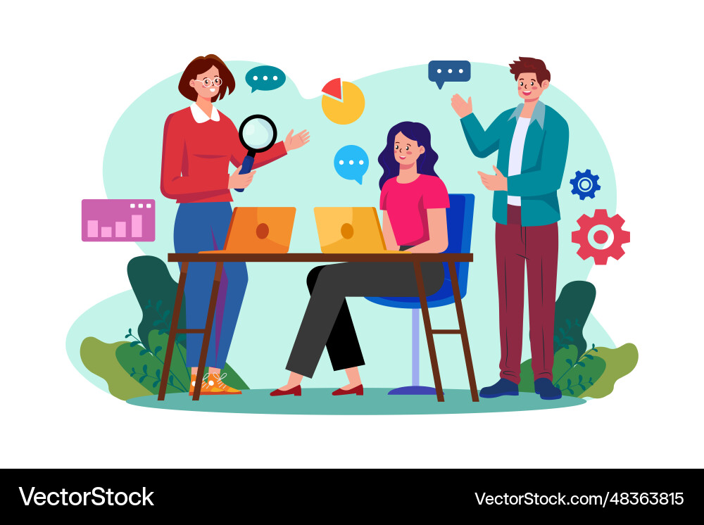 Team discussion with business head Royalty Free Vector Image