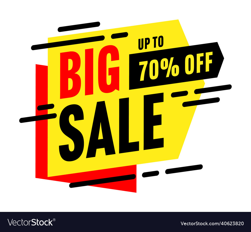 Big sale up to 70 percent off advertising sticker Vector Image