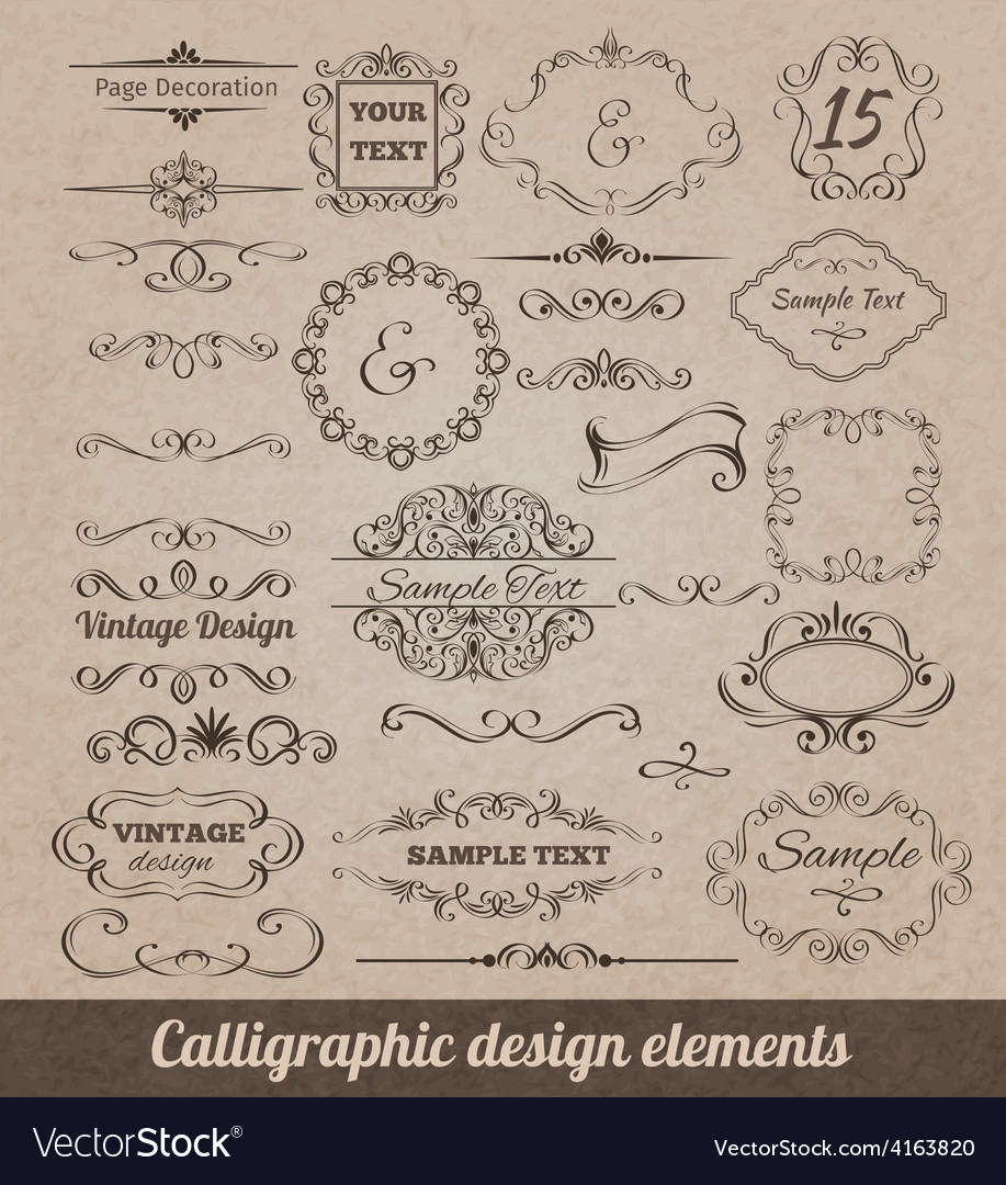Calligraphic design elements Royalty Free Vector Image