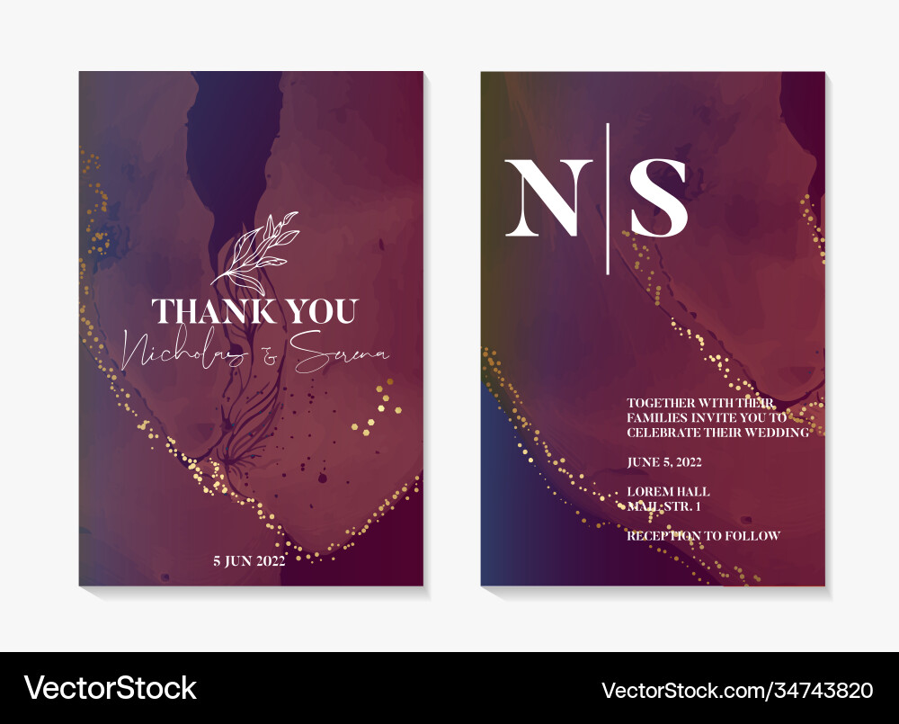 Dark red set card wedding invitation abstract Vector Image