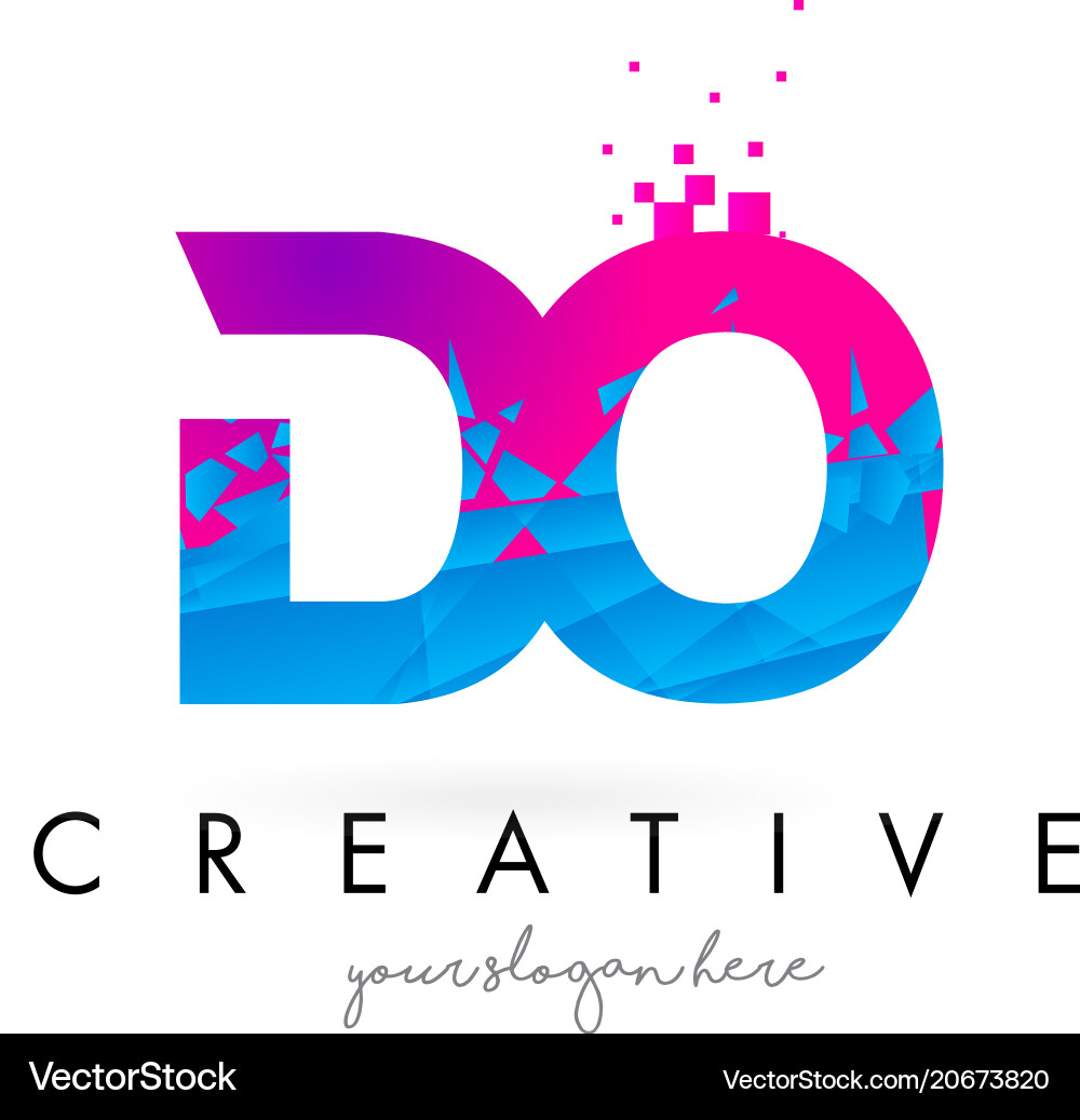 Do d o letter logo with shattered broken blue Vector Image