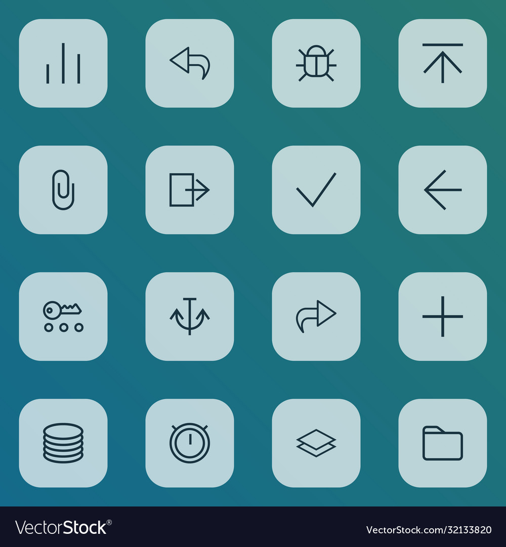 Interface icons line style set with second meter Vector Image