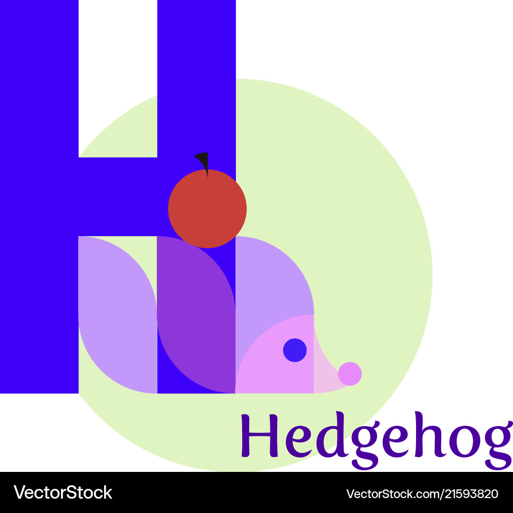 Letter h - hedgehog Royalty Free Vector Image - VectorStock
