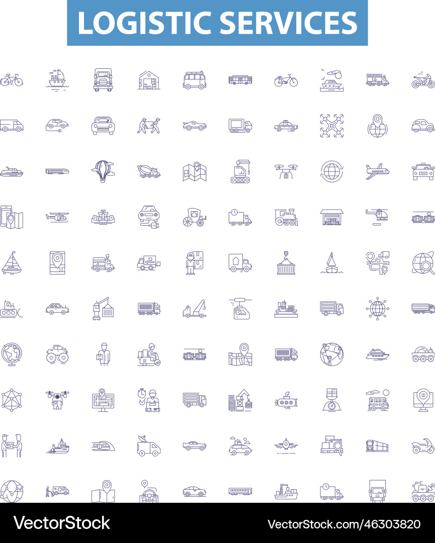 Logistic services line icons signs set logistics Vector Image