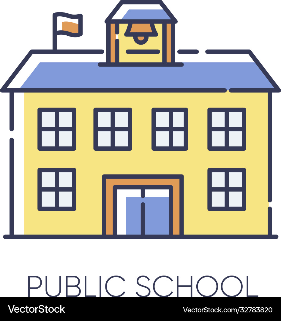Public school rgb color icon Royalty Free Vector Image