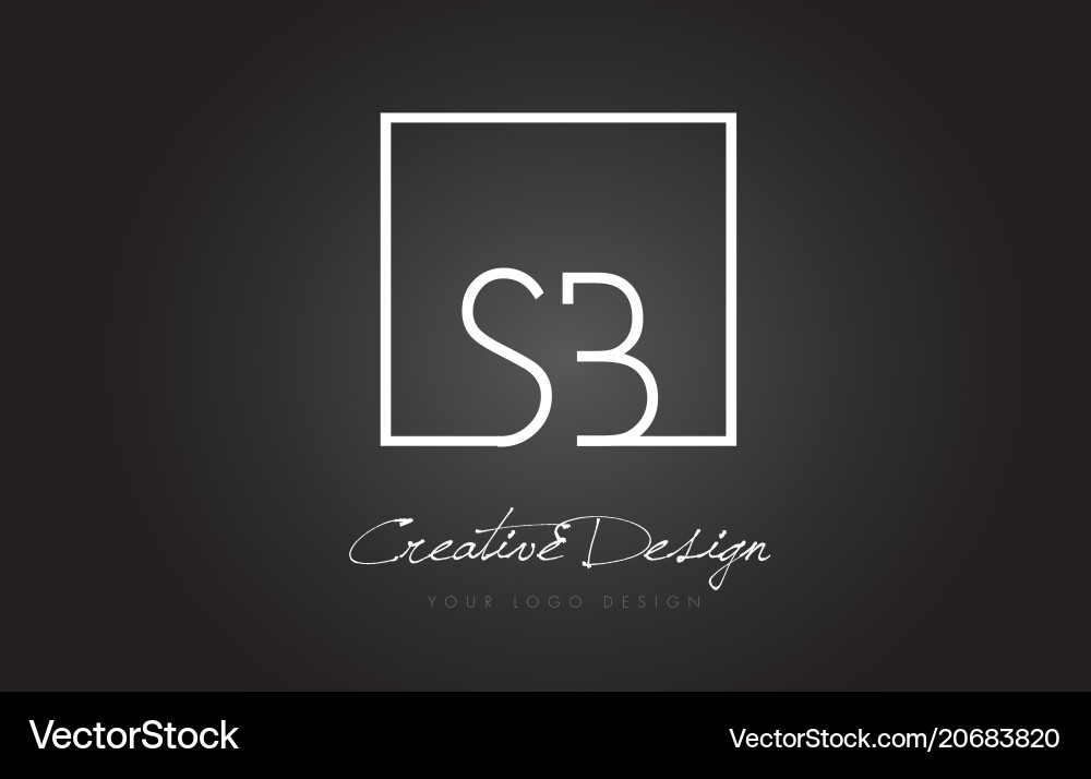 Sb square frame letter logo design with black and Vector Image