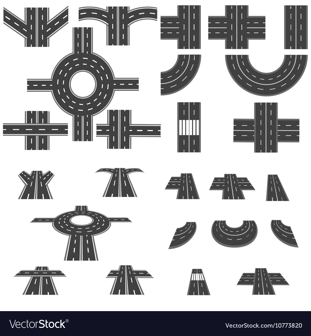 Set different sections road Royalty Free Vector Image