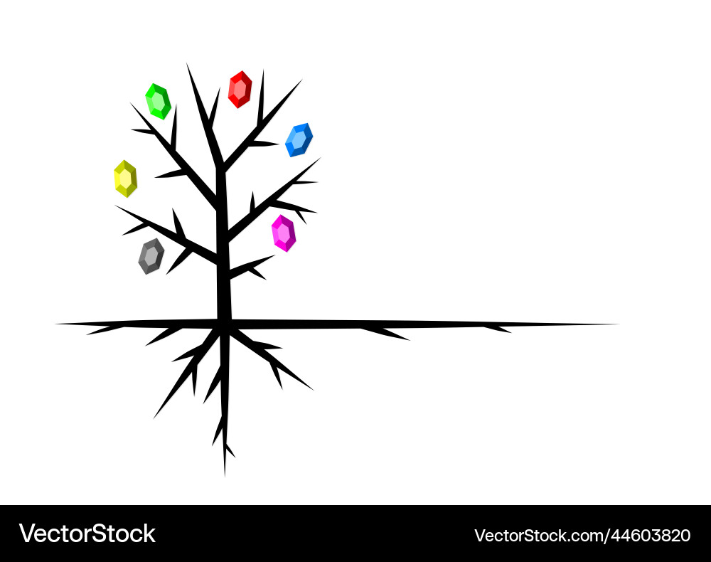 Symbol of a stylized tree with gemstones Vector Image